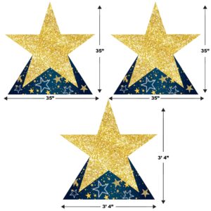 Beistle 3 Piece Assorted Sizes Cardboard Starry Night Star Stand-Ups, Prom Decorations, Awards Theme Photography Backdrops