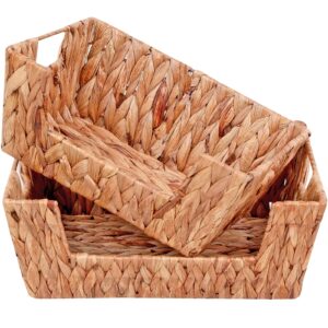 water hyacinth baskets wicker baskets for storage pantry baskets organizing,toilet paper basket with built-in handles,handwoven wicker baskets for shelves storage,set of 2 pcs