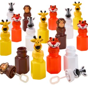 Playbees Zoo Animal Bubbles - 24 Pack - Safari Party Favors, Bulk Mini Wand Bottles - Jungle Zoo Characters for Kids