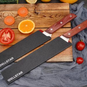 WELLSTAR Knife Edge Guards Set, 2 Piece Universal Blade Covers, BPA Free ABS Protective Blade Sheaths, Non-Scratch Felt Lining Kitchen Knives Covers (Knives not included)