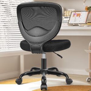 razzor office chair, comfy desk chair for bedroom, swivel computer desk chair with rolling wheels, armless office chair with mesh back support, adjustable height computer chair for home, black