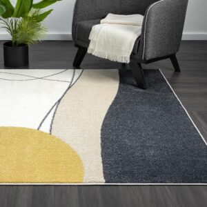 Abani Deco Collection Area Rug -Cream/Grey Modern Artistic Design -7'9" x 10'2" - Easy to Clean - Durable for Kids and Pets - Non-Shedding - Medium Pile - Soft Feel - for Living Room, Bedroom & Office