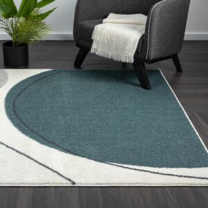 Abani Deco Collection Area Rug -Cream/Green Modern Circles Design -7'9" x 10'2" - Easy to Clean - Durable for Kids and Pets - Non-Shedding - Medium Pile - Soft Feel - for Living Room, Bedroom & Office