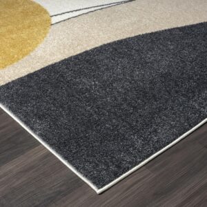 Abani Deco Collection Area Rug -Cream/Grey Modern Artistic Design -7'9" x 10'2" - Easy to Clean - Durable for Kids and Pets - Non-Shedding - Medium Pile - Soft Feel - for Living Room, Bedroom & Office