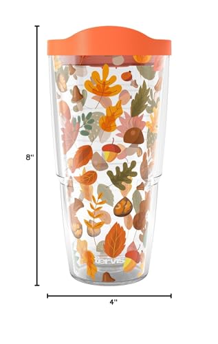 Tervis Awesome Autumn Fall Leaves Made in USA Double Walled Insulated Tumbler Travel Cup Keeps Drinks Cold & Hot, 24oz, Classic