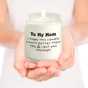 Funny Christmas Gifts for Mom, Lavender Scented Candles, Gifts for Mom, Mom Gifts, Birthday Gifts from Daughter Son, Gag Gifts for Moms Her Bonus Mom Mother New Mom Step Mom, to My Mom Candle