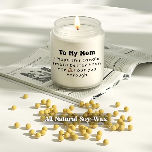 Funny Christmas Gifts for Mom, Lavender Scented Candles, Gifts for Mom, Mom Gifts, Birthday Gifts from Daughter Son, Gag Gifts for Moms Her Bonus Mom Mother New Mom Step Mom, to My Mom Candle