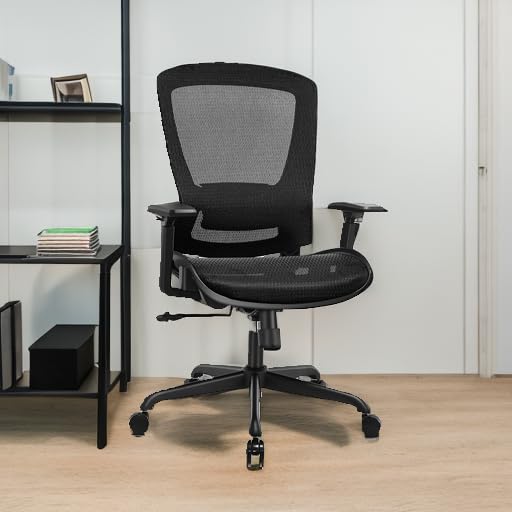 ELABEST Mesh Office Chair,Ergonomic Computer Desk Chair,Sturdy Task Chair- Adjustable Lumbar Support & Armrests,Tilt Function,Comfort Wide Seat,Swivel Home Office Chair (Black)