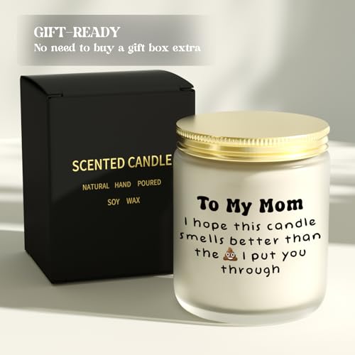 Funny Christmas Gifts for Mom, Lavender Scented Candles, Gifts for Mom, Mom Gifts, Birthday Gifts from Daughter Son, Gag Gifts for Moms Her Bonus Mom Mother New Mom Step Mom, to My Mom Candle