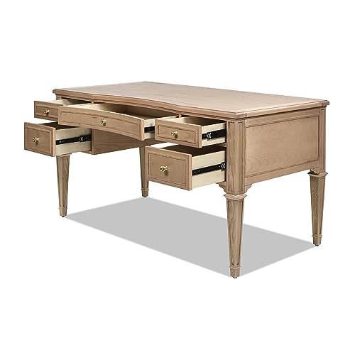 Jennifer Taylor Home JTH Luxe Dauphin Gold Accent 5-Drawer Executive Desk