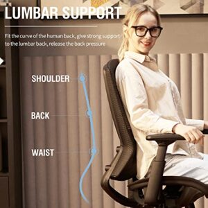 ELABEST Mesh Office Chair,Ergonomic Computer Desk Chair,Sturdy Task Chair- Adjustable Lumbar Support & Armrests,Tilt Function,Comfort Wide Seat,Swivel Home Office Chair (Black)