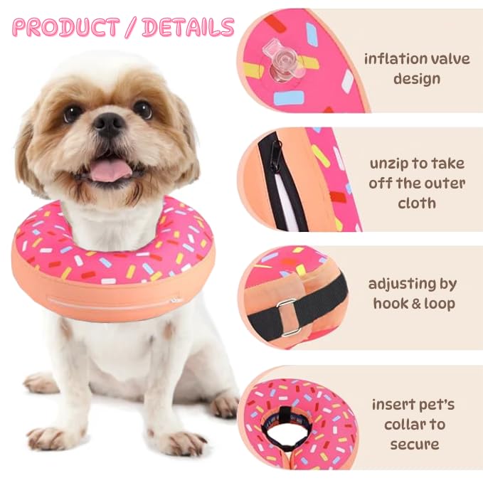 Inflatable Donut Dog Collar: Ultimate Post-Surgery Dog Cone Alternative, Dog Donut Collar After Surgery, Comfort for Small to Medium Breeds (L)