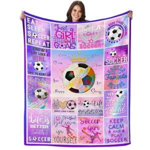 soccer blanket ultra soft flannel soccer throw blanket soccer gifts for girls women soccer team soccer lover gifts for kids teens adults 50"x40"