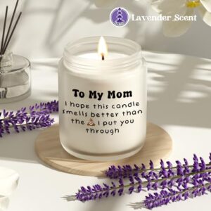 Funny Christmas Gifts for Mom, Lavender Scented Candles, Gifts for Mom, Mom Gifts, Birthday Gifts from Daughter Son, Gag Gifts for Moms Her Bonus Mom Mother New Mom Step Mom, to My Mom Candle