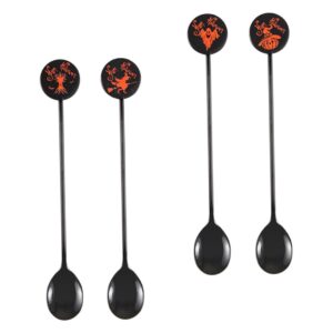 aboofan 4pcs halloween spoon stainless steel spoons coffee spoons metal spoon metal serving spoons dessert scoop pumpkin ice cream spoons portable teaspoons spoons cutlery juice tablespoon