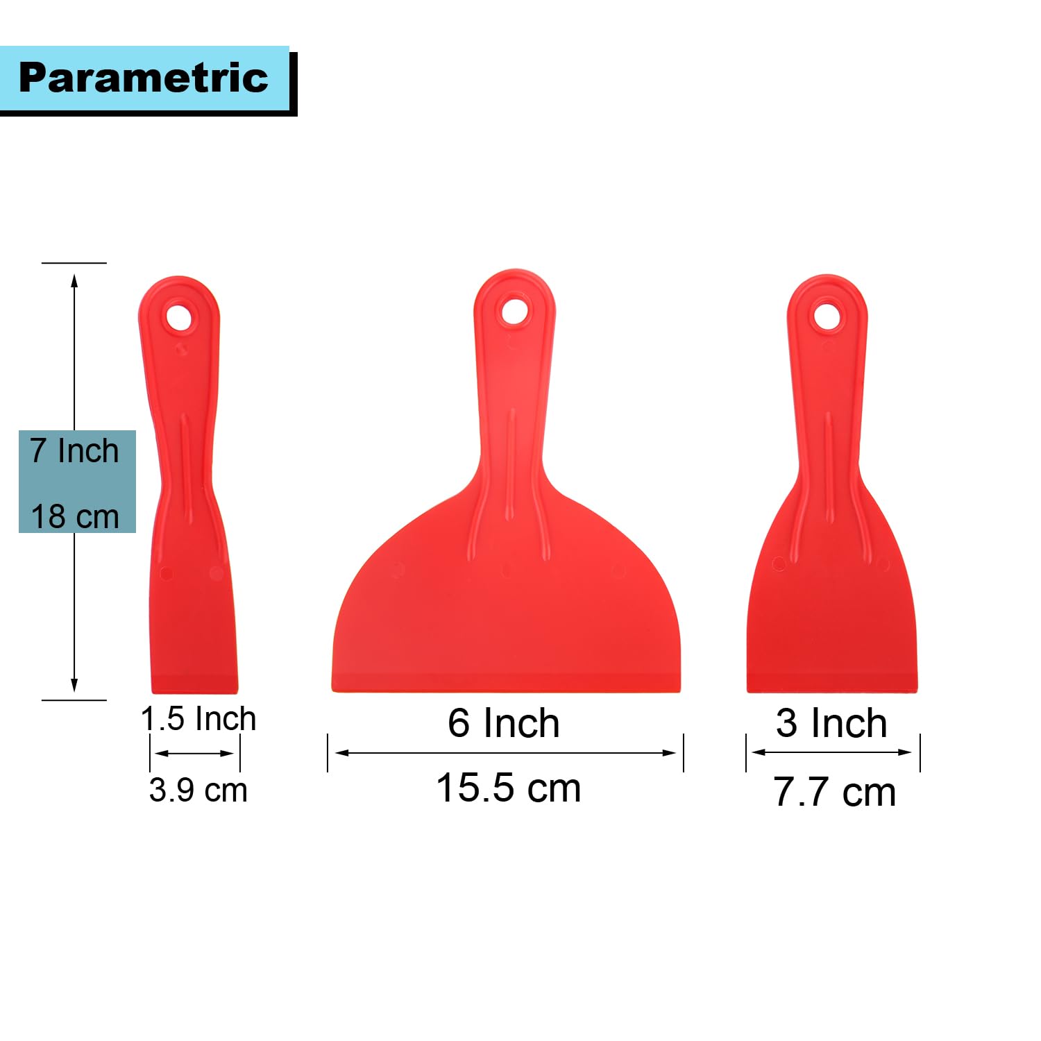 Plastic Putty Knives 3-Pack: 1-1/2", 3", 6" , 3 Pcs Putty Knife