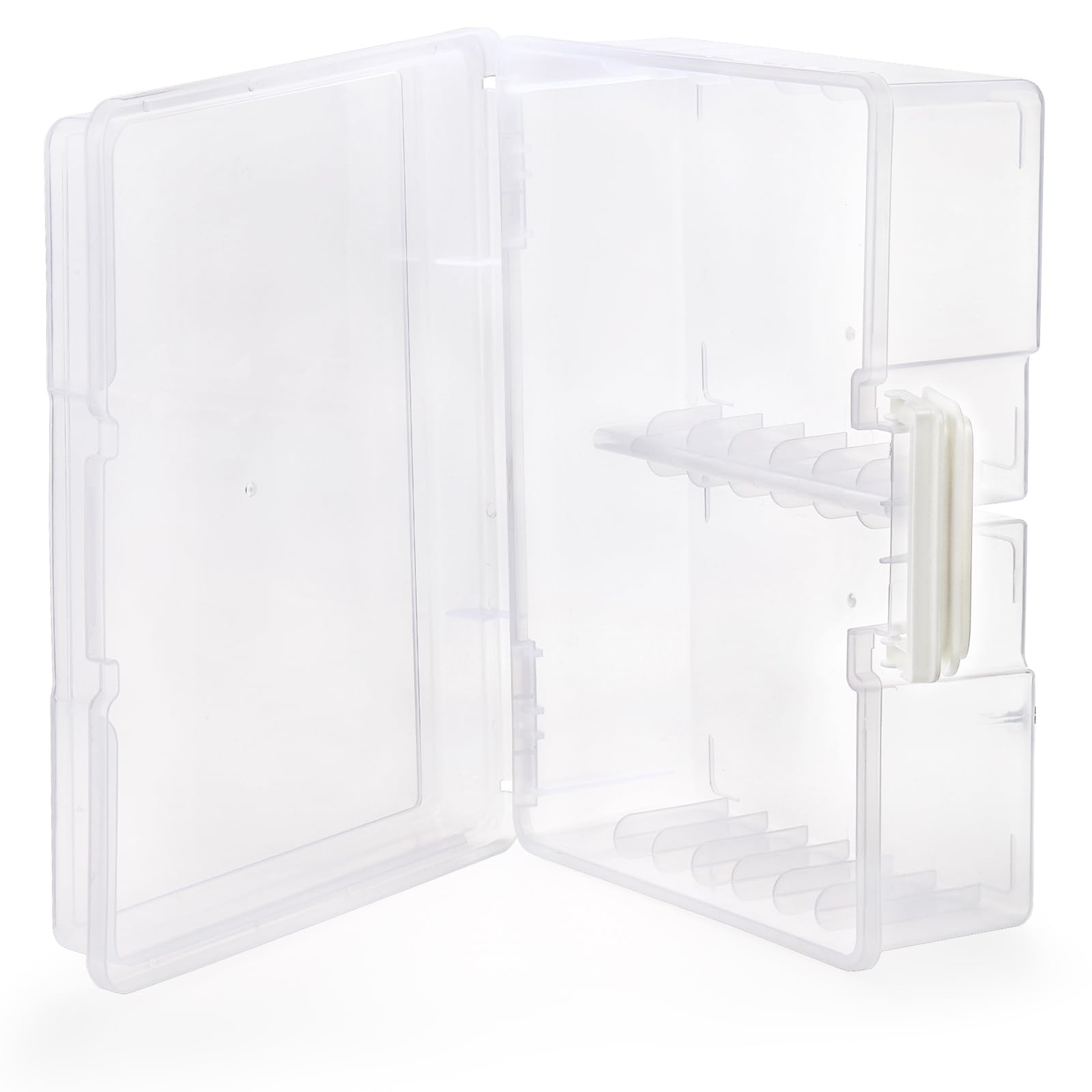 Goaste 4" x 6" Photo Cases and Clear Craft Keeper, 16 Inner Cases Plastic Storage Container Box, Extra Large Transparent Picture Organizer Boxes for Art Supplies, Stickers, Stamps, Seeds, Scrapbooking