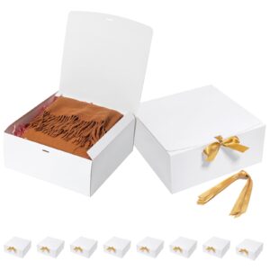 mcfleet large gift boxes with lids 12x12x5 inches 10 pack bridesmaid proposal boxes white extra deep gift box for presents, craft boxes for christmas, wedding, graduation, holiday, birthday gift