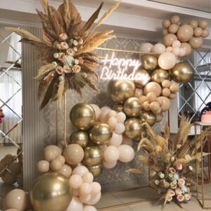 134pcs Neutral Nude Balloon Garland Arch Kit Pearl White Nude Pink Balloons Double Stuffed Pearl White Balloon for Birthday Baby Shower Bridal Wedding Party Decorations