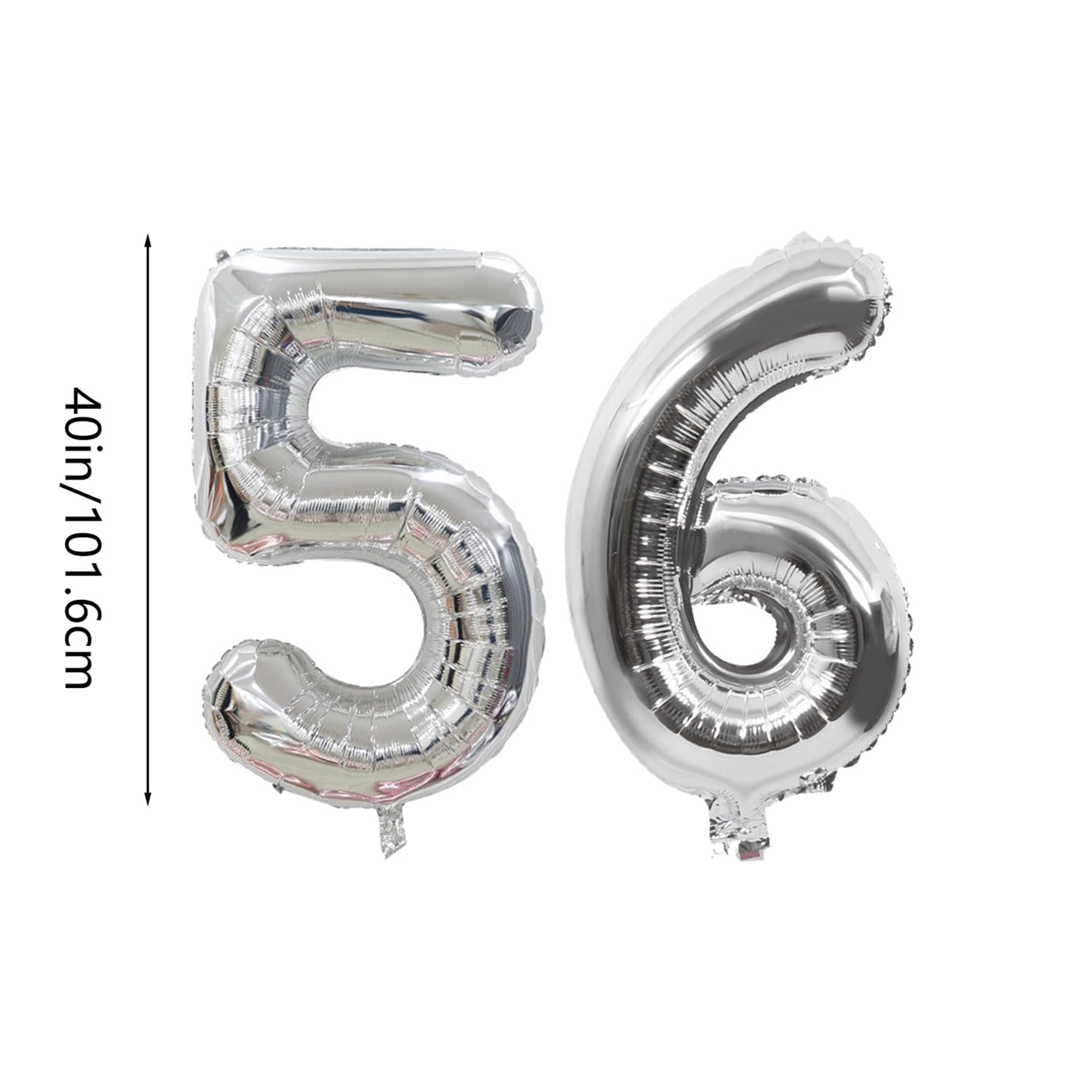 YFHVJTKO 40 Inch Number 56 Foil Balloons 56th Celebration Decorations for 56th Birthday Party Wedding Bridal Shower Engagement Photo Shoot Anniversary Decoration, Number 56 Silver Balloon (Pack of 1)