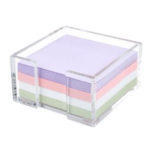 acrylic sticky note holder, 3 x 3 crystal clear acrylic notepad holder acrylic sticky note dispenser for dorm room and office desk organizer