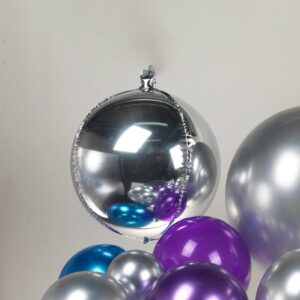 Chrome Purple and blue Disco Balloon garland Arch Kit 160pcs Metallic disco party decorations with Starburst disco ball balloons for Galaxy birthday 2024 graduation prom decorations