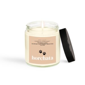 pet friendly candle | pet safe candle | all natural soy candle | non-toxic candle | pet odor eliminator | clean burning candle | air freshening scented | veterinarian approved | 4 oz (horchata)