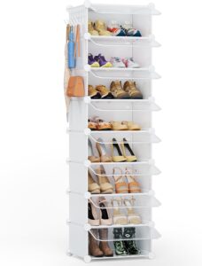 homicker shoe rack organizer,8 tier shoe storage cabinet with door expandable plastic shoe shelves for closet,entryway,hallway,bedroom