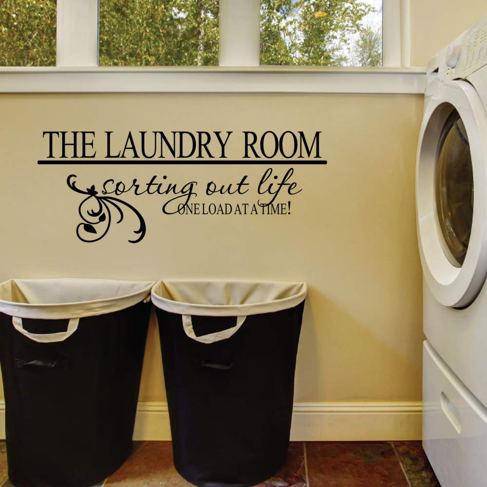 Laundry Room Decals Vinyl Art Lettering Decals for Walls Peel and Stick Laundry Sign Stickers Decor 22×9IN