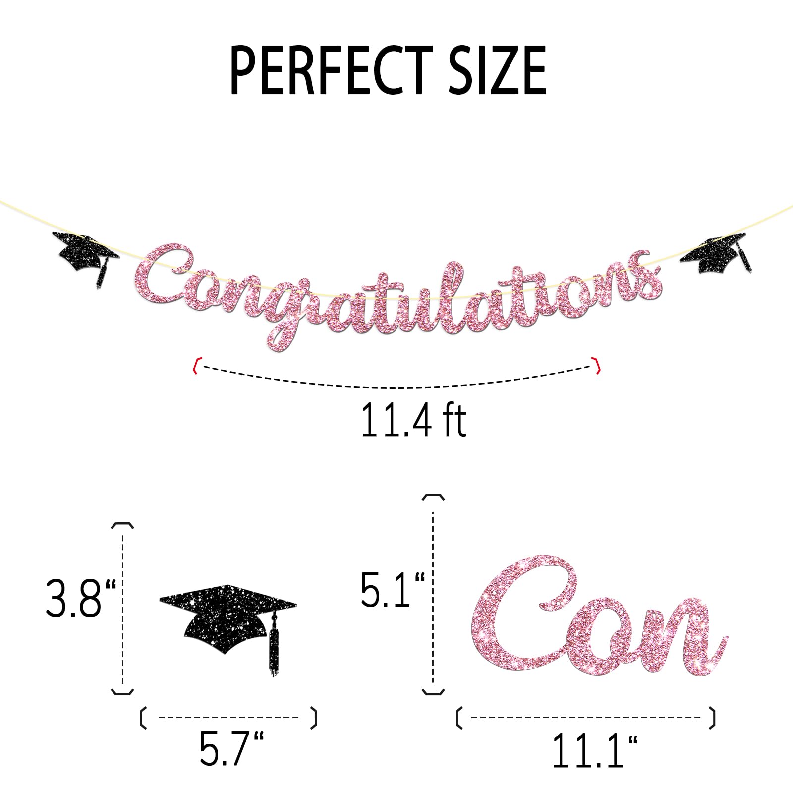 Congratulations Banner, High School/College Graduation Party Decoration, Congrats Grad Sign, Finally Done, Happy Graduation Party Bunting Decor for Boys Girls, Pink Glitter