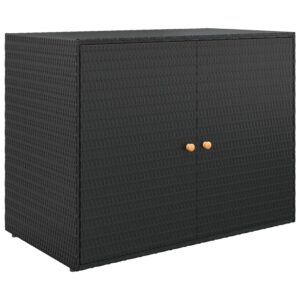 GOLINPEILO Outdoor Garden Storage Cabinet, Large Patio Storage Cabinet Garden Storage Container for Lawn Backyard, Black 39.4"x21.9"x31.5" Poly Rattan-B