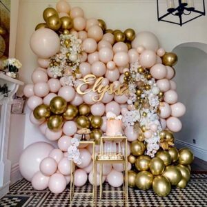 134pcs Neutral Nude Balloon Garland Arch Kit Pearl White Nude Pink Balloons Double Stuffed Pearl White Balloon for Birthday Baby Shower Bridal Wedding Party Decorations