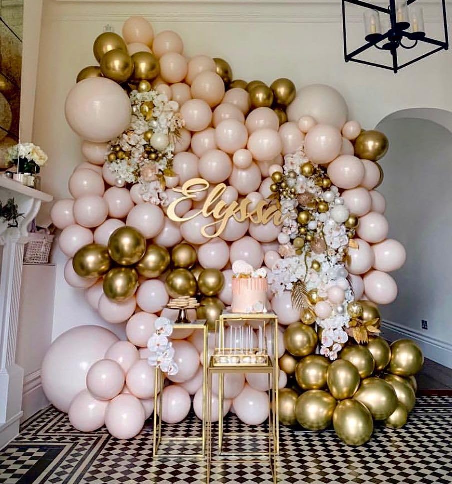 134pcs Neutral Nude Balloon Garland Arch Kit Pearl White Nude Pink Balloons Double Stuffed Pearl White Balloon for Birthday Baby Shower Bridal Wedding Party Decorations