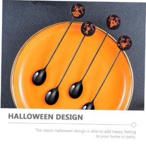 ABOOFAN 4pcs Halloween Spoon Stainless Steel Spoons Coffee Spoons Metal Spoon Metal Serving Spoons Dessert Scoop Pumpkin Ice Cream Spoons Portable Teaspoons Spoons Cutlery Juice Tablespoon