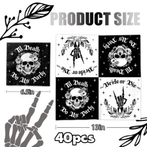 40Pcs Till Death Do Us Party Napkins-Bride or Die Bachelorette Party Supplies Skull Gothic Disposable Napkins for Halloween Bridal Shower Engagement Wedding Decorations