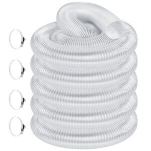 elecoman 2 1/2" x 50' heavy pvc dust collection hose,flexible clear debris and fume collection hose with stainless steel hose clamps for dust collectors with 2 1/2" ports, ideal for shop vacuums