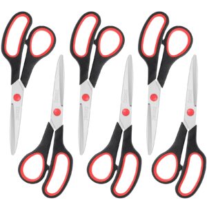 scissors bulk black 6-pack, all purpose scissors stainless steel sharp scissors for office home general use craft supplies, high/middle school classroom class older kids scissor set, right/left