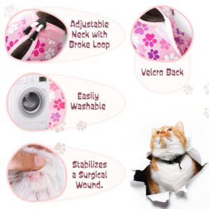 Cat Recovery Suit: Pink Cat Surgery Recovery Suit Female w/Paw Print Design - Elastic, Soft & Breathable Cat Recovery Suit for Spay - Washable Cat Surgery Suit for Post-Operative Healing Process.