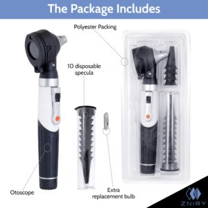 Zniry Fiber Optic Mini Otoscope - Ear Scope with Light, Ear Infection Detector (Black Color)