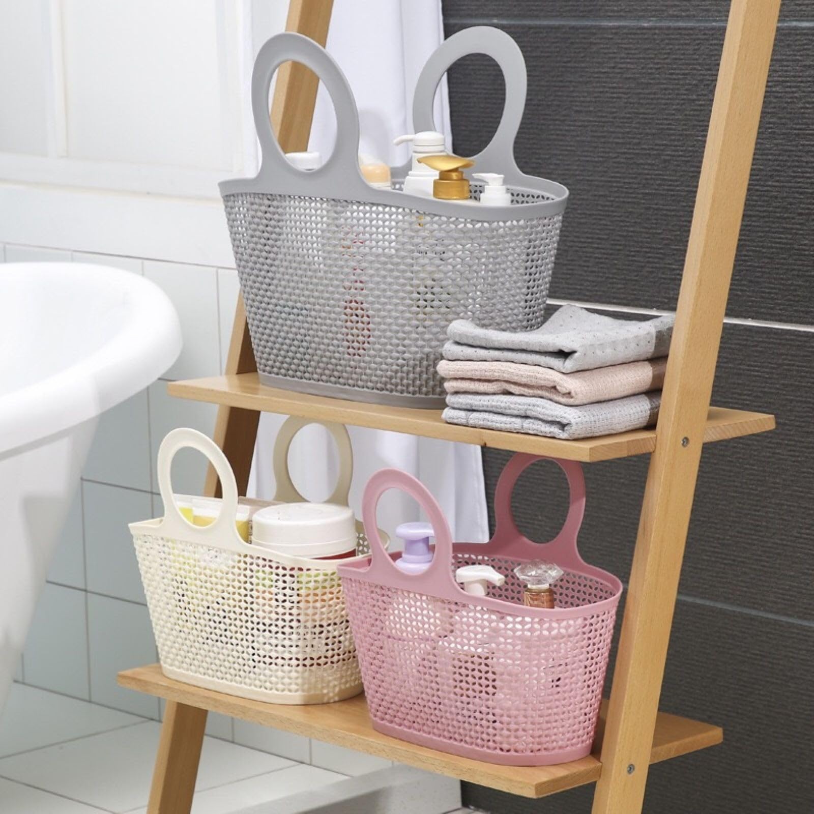 Laundary Basket Hamper Hand Held Bath Basket Dirty Clothes Storage Basket Put Toiletries Bath Basket Bath Basket Soft Plastic Bathroom Supplies