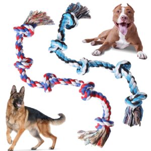 xigou dog rope toys for large dogs aggressive chewers, dog chew toys for large breed indestructible, heavy duty tough 3 feet 5 knots dog toy, sturdy rope toy for dogs tug of war dog toy teeth cleaning