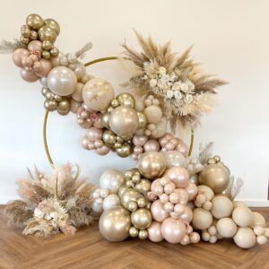 134pcs neutral nude balloon garland arch kit pearl white nude pink balloons double stuffed pearl white balloon for birthday baby shower bridal wedding party decorations