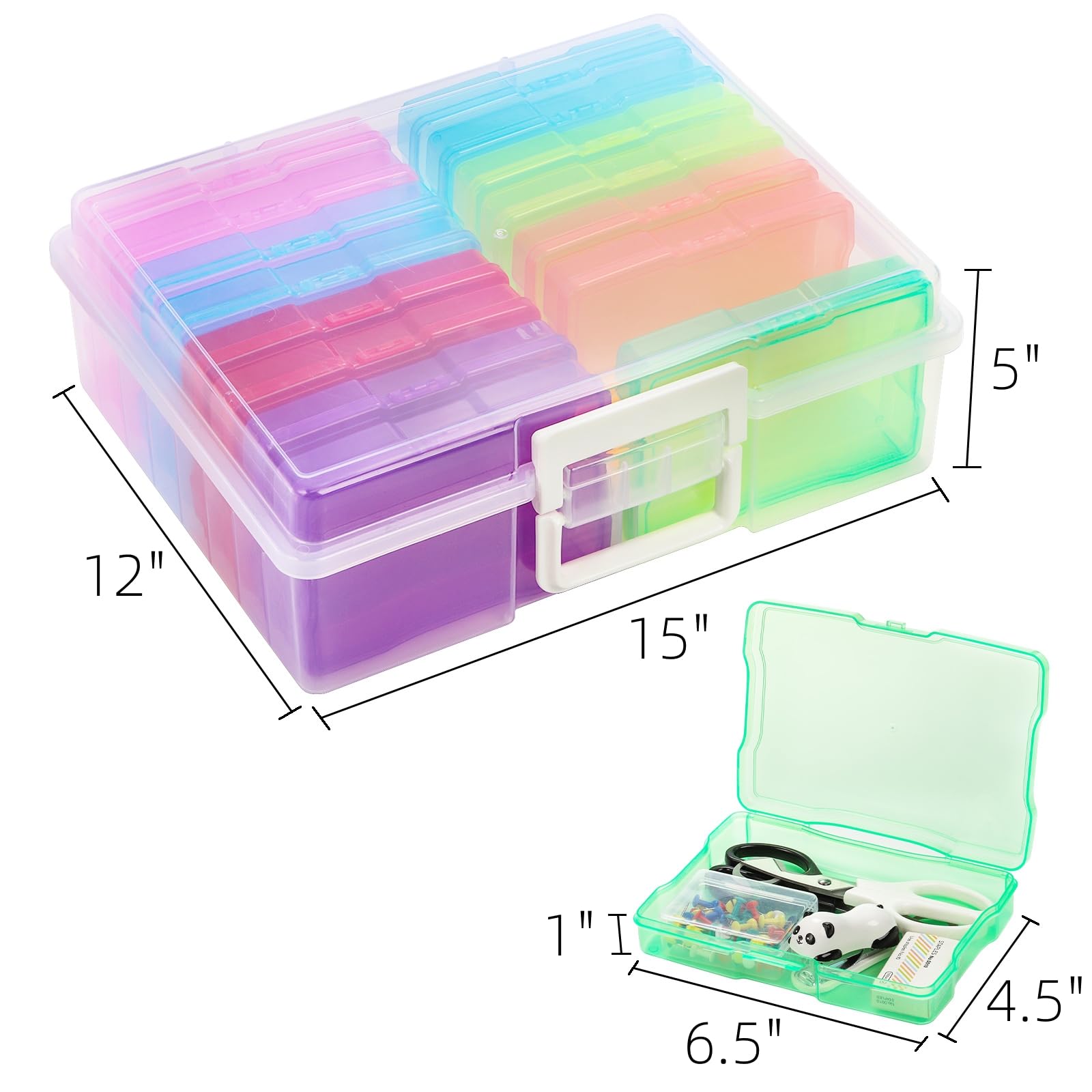 Goaste 4" x 6" Photo Cases and Clear Craft Keeper, 16 Inner Cases Plastic Storage Container Box, Extra Large Transparent Picture Organizer Boxes for Art Supplies, Stickers, Stamps, Seeds, Scrapbooking