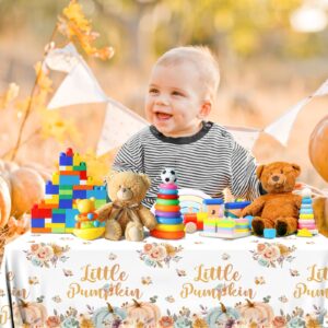 3Pcs Little Pumpkin Tablecloths-Floral Pumpkin Theme Rectangular Plastic Table Covers Fall Baby Shower Birthday Party Supplies for Boys Girls