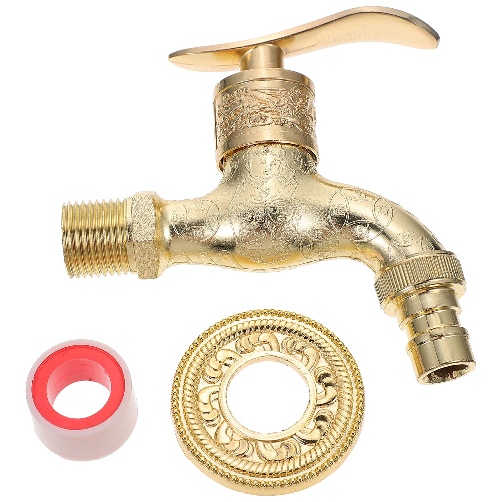 Touch On Faucets, Kitchen Sink Faucet Wall Mounted Water Faucet V-intage Sink Water Tap Single Knob Antique European Faucet for Kitchen Bathroom Lavatory Vanity Golden Bathtub Faucets Sink Sprayer