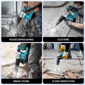 ENEACRO SDS-Max Demolition Jack Hammer for Concrete, Lightweight 11 Amp Electric Demo Chipping Hammer，Aluminum Alloy Shell, Vibration Control, Includes Grease, Tool Bag and Chisels