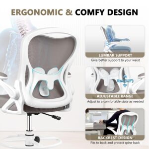 Winrise Drafting Chair, Tall Office Chair Ergonomic Standing Desk Chair, Lumbar Support Computer Chair Swivel Task Rolling Chair with Adjustable Flip-up Armrests & Foot Ring (Gray)