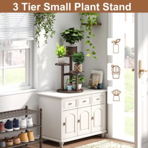 FILWH Plant Stand Small Bamboo Plant Stand Outdoor Indoor Movable Flower Stand With Wheels Plant Shelf Pot Holder Plants Corner Display Rack Multiple Planter For Living Room Balcony Garden Patio (3