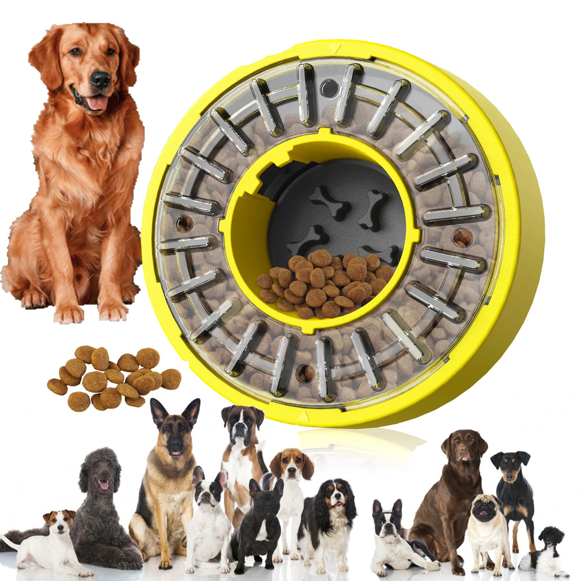 C and E Limited Awesome Puzzle Slow Feeder Dog Bowl; Prevents & Relieves Anxiety & Boredom! Better Digestion Leads to a Happier & Healthier Pet. Wonderful Enrichment Dog Bowl, Dog Puzzle Bowl