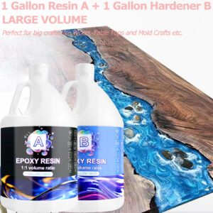 Pmbqifay Epoxy Resin 2 Gallon Kit, Clear Resin Epoxy, Resin Kit - High-Gloss,No Bubbles, Not Yellowing, Self-Leveling Art Resin Casting Resin for DIY Art,Crafts,Jewelry,Table Top,Wood & Resin Molds